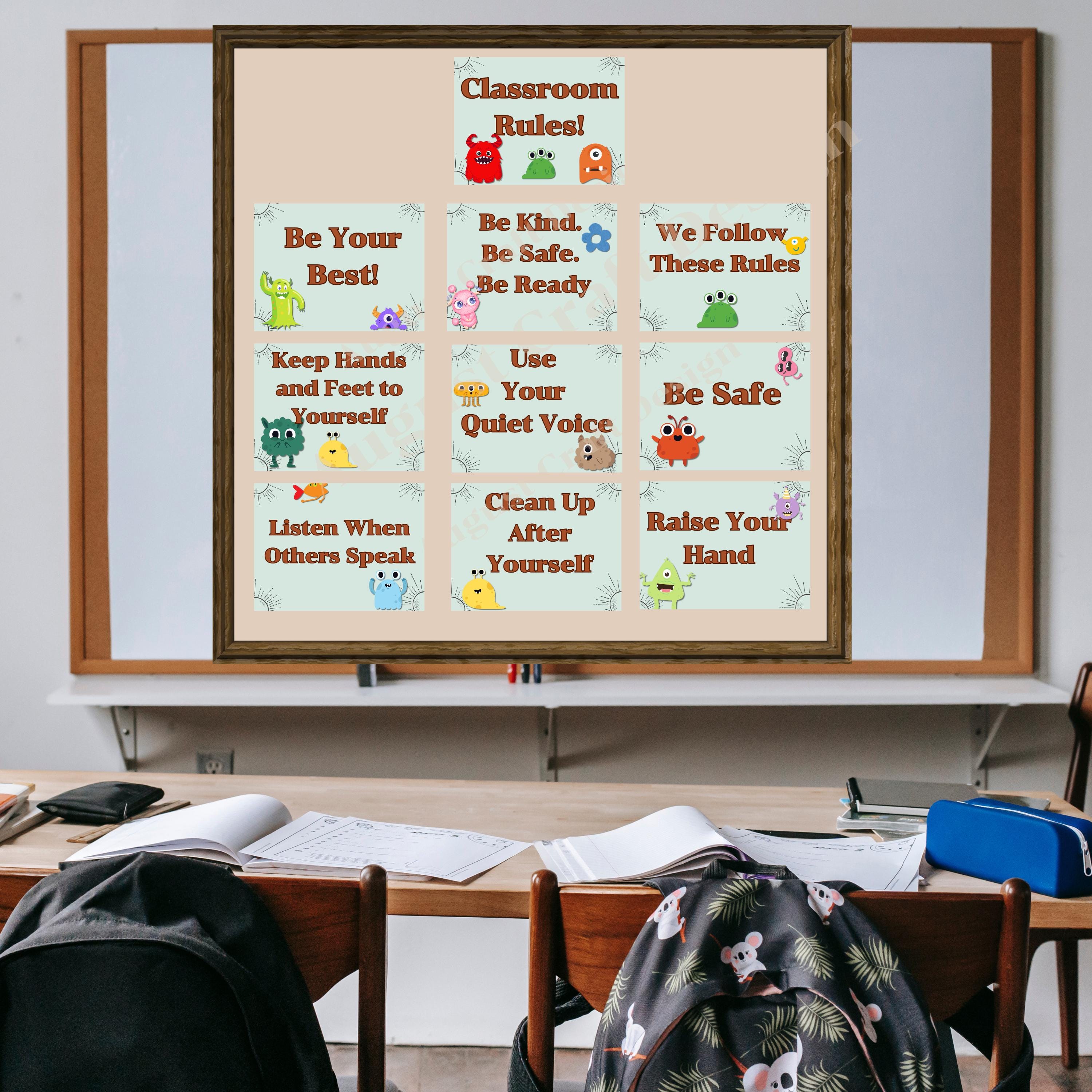 Monster Theme Classroom Rules Poster Set: Fun Back to School Decor ...
