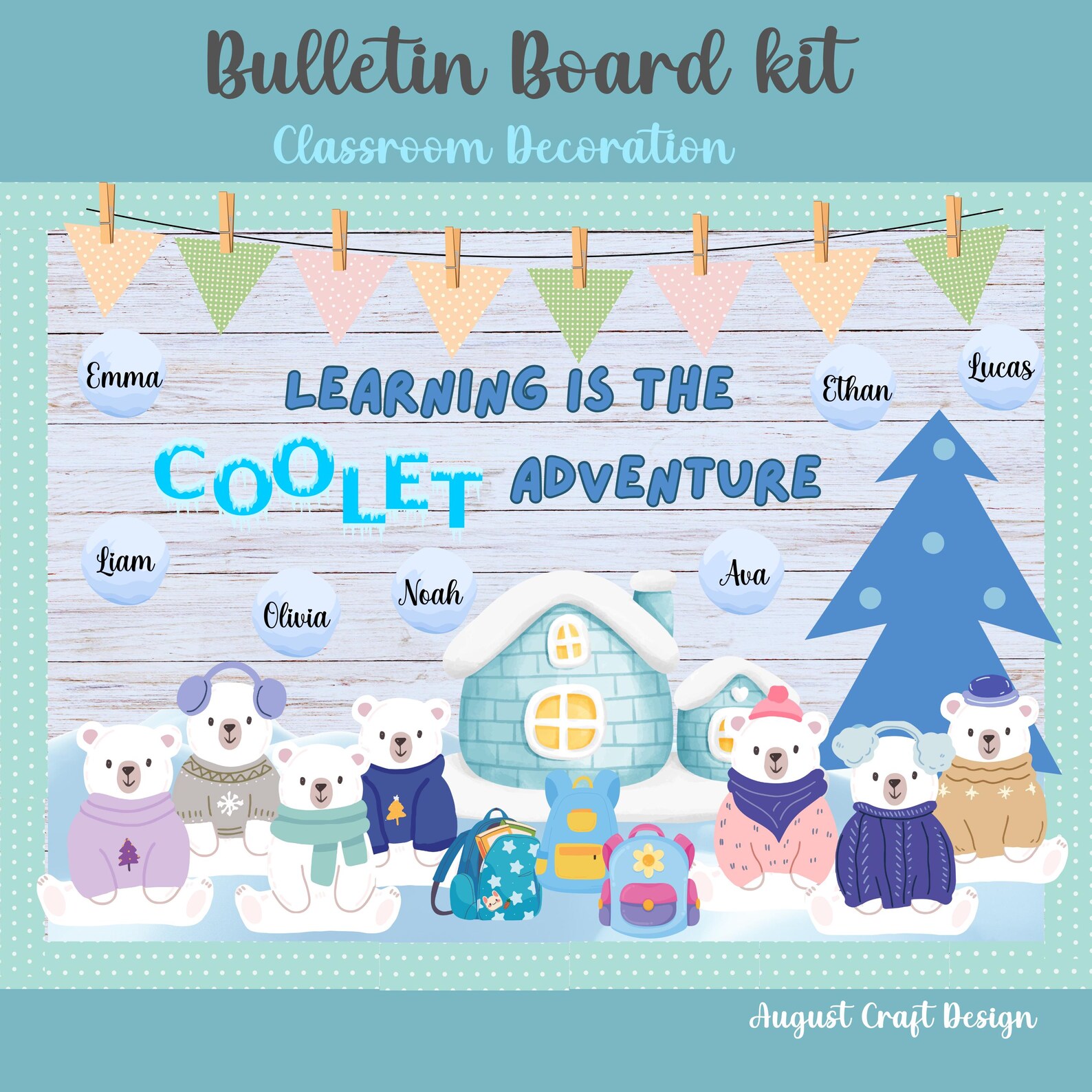 Winter Classroom Bulletin Board Kit/ Printable Snow Theme Decoration ...