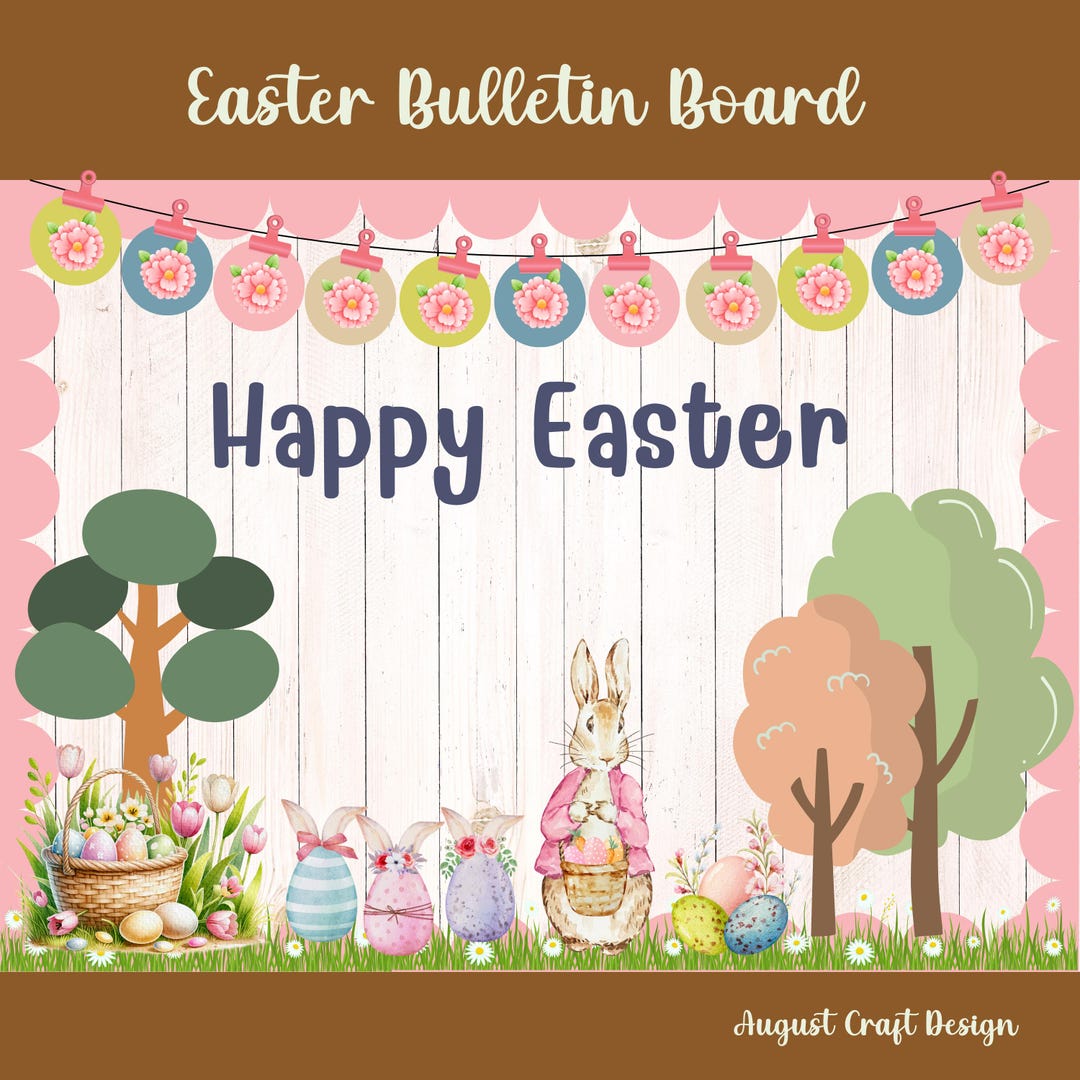 Happy Easter Bulletin Board Kit Classroom Decor L Spring Bunnies ...