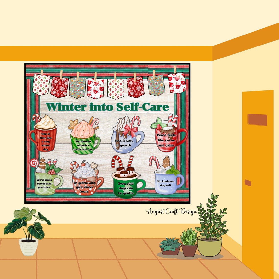 Winter Mental Health Bulletin Board | Cocoa Mugs, Self-care (PDF) - Etsy