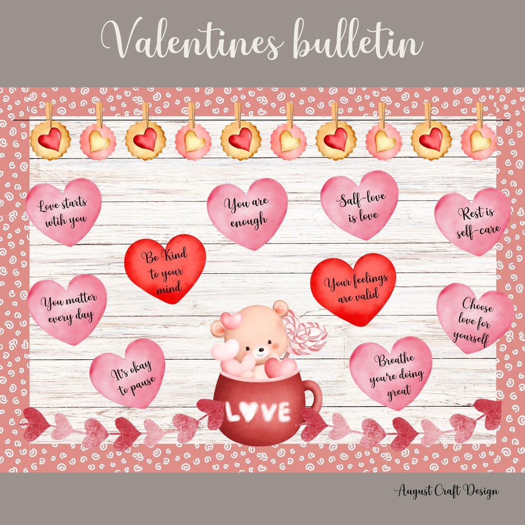 Mental Health Valentine's Bulletin Board Kit: Classroom Decor (PDF) - Etsy