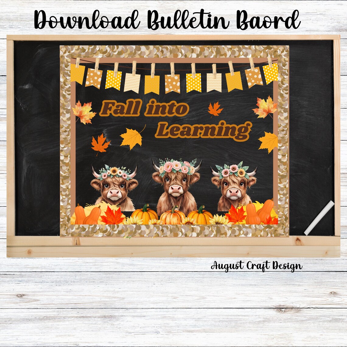 Fall Into Learning Bulletin Board Kit – Autumn Classroom Decor for ...