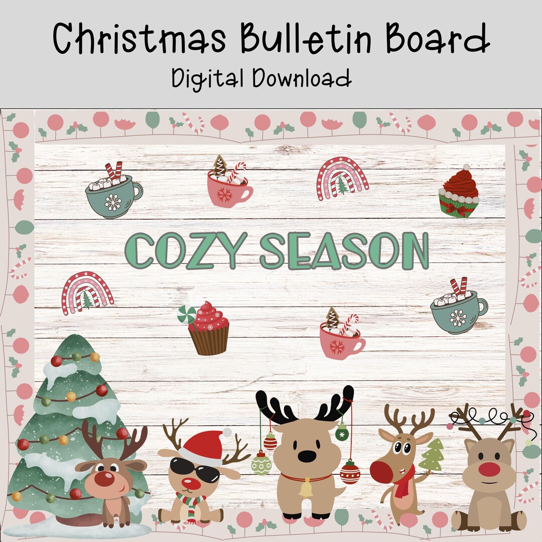 Christmas Bulletin Board Ideas, Digital Classroom Decor, Festive ...