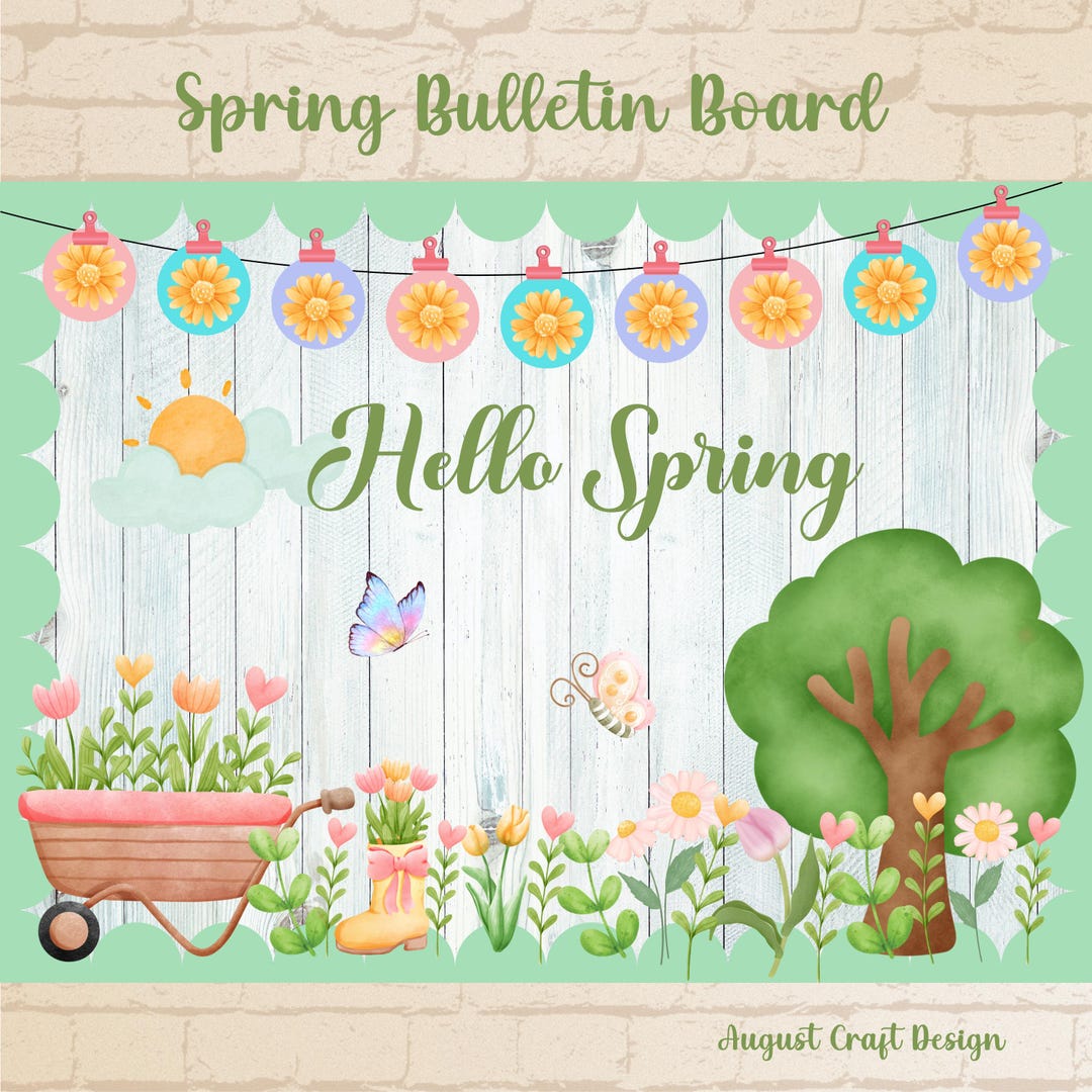 Spring Bulletin Board Kit Classroom Decor L Spring Bulletin Board for ...
