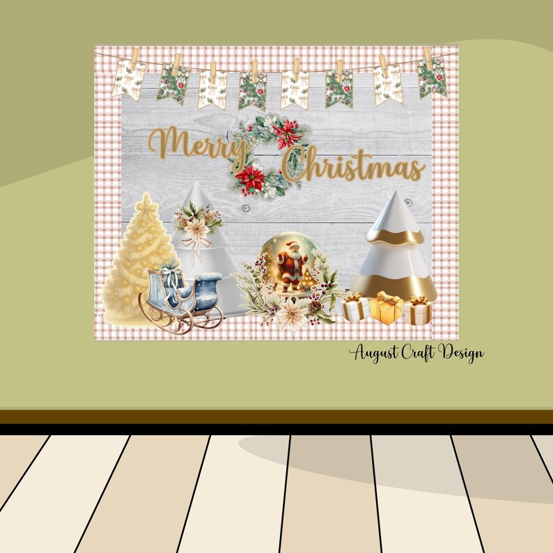 Merry Christmas Bulletin Board Kit | Holiday Classroom Decor (printable ...