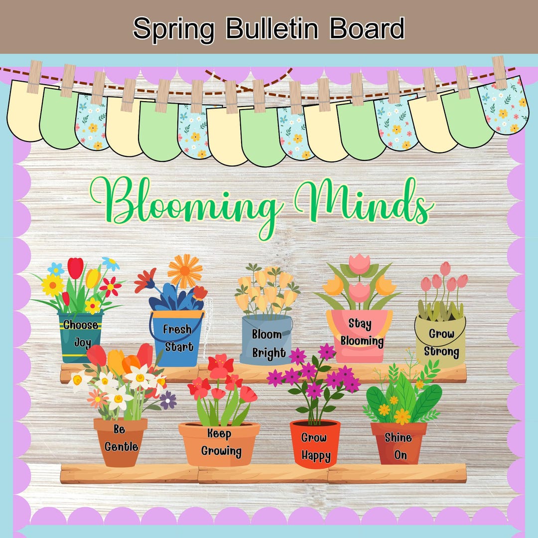 Spring Bulletin Board Kit | Blooming Minds Classroom Decor | Social ...