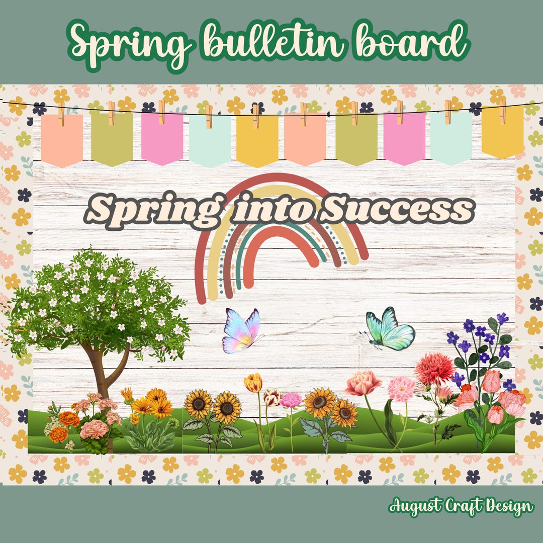 Spring Bulletin Board Kit Classroom Decor L Spring Bulletin Board for ...