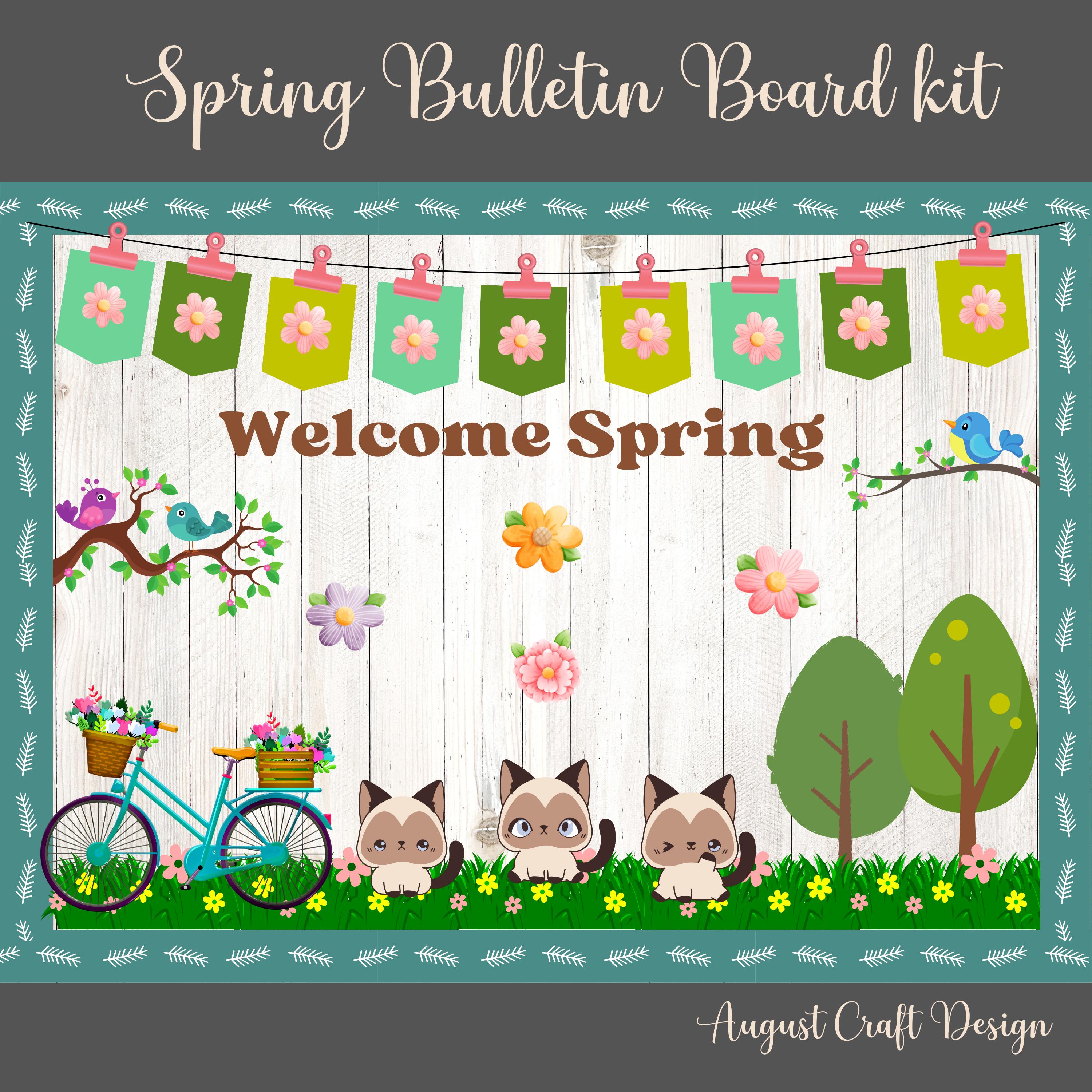 Spring Classroom Bulletin Board Kit: Bunnies, Flowers Decor (PDF ...