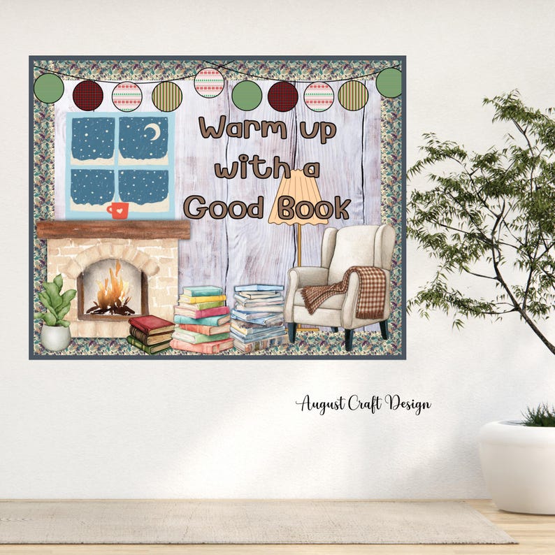 Warm up With a Good Book Bulletin Board Kit | Cozy Winter Reading Decor ...
