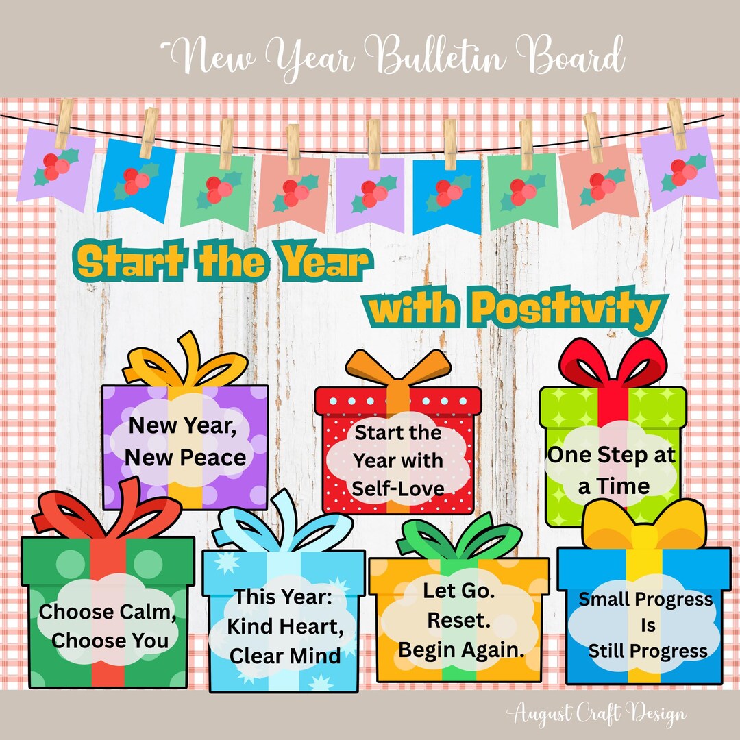 New Year Bulletin Board | Mental Health Classroom Decor | Positive ...