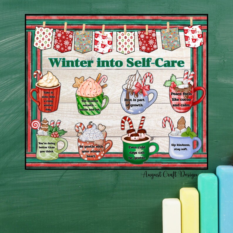 Winter Mental Health Bulletin Board | Cocoa Mugs, Self-care (PDF) - Etsy