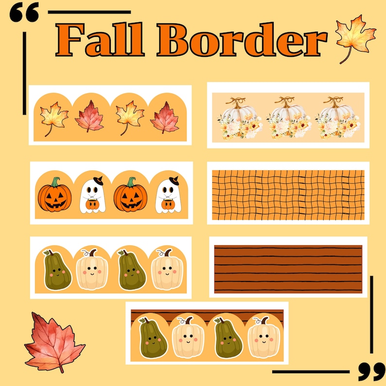 Fall Bulletin Board Borders Printable – Cute Halloween & Autumn Trim ...