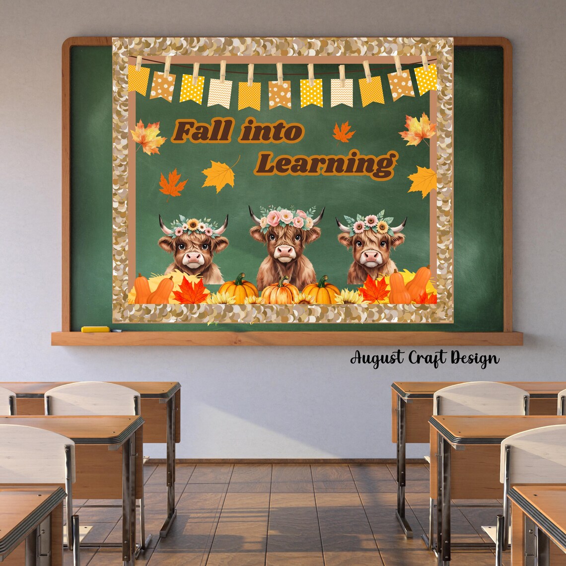 Fall Into Learning Bulletin Board Kit – Autumn Classroom Decor for ...