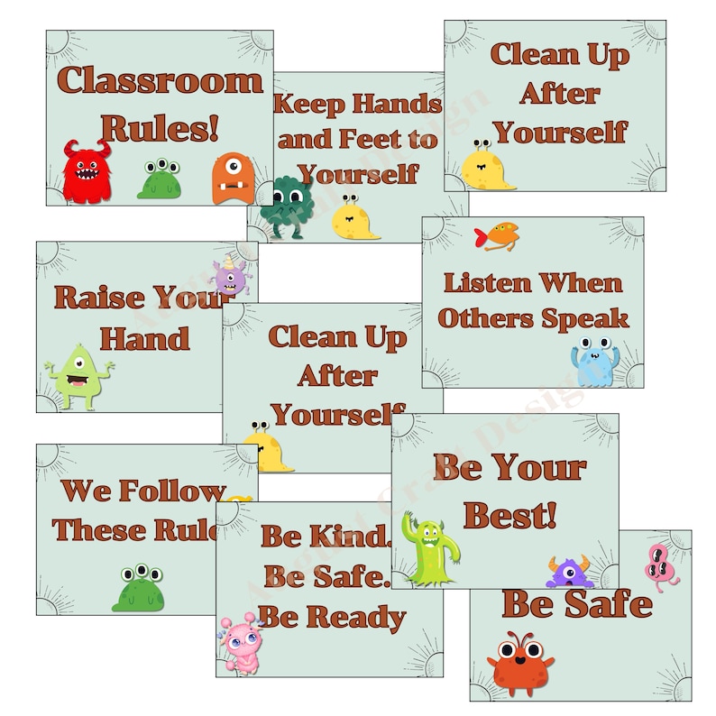 Monster Theme Classroom Rules Poster Set: Fun Back to School Decor ...