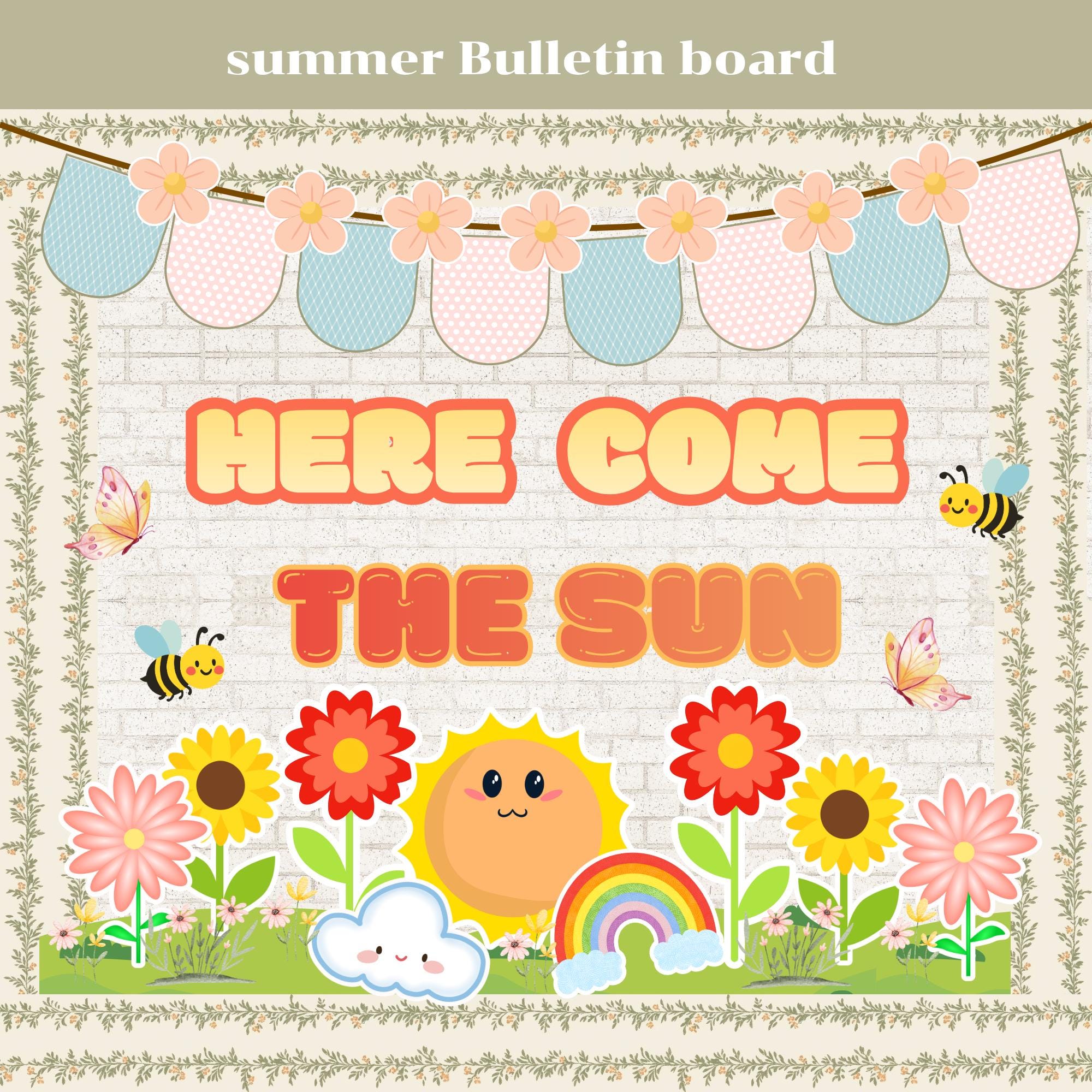 Summer Bulletin Board Kit Printable Classroom Decor Here Comes the Sun ...