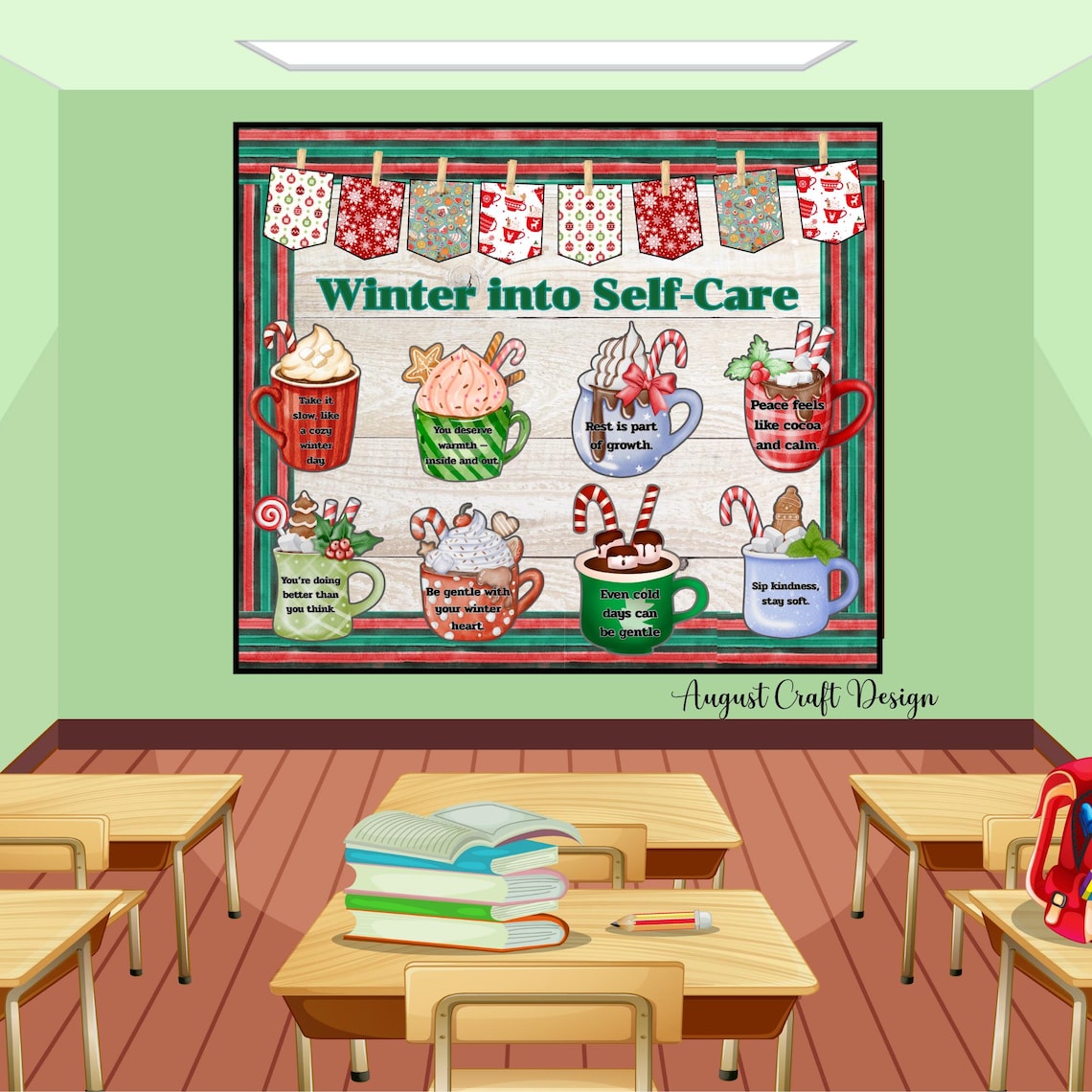 Winter Mental Health Bulletin Board | Cocoa Mugs, Self-care (PDF) - Etsy