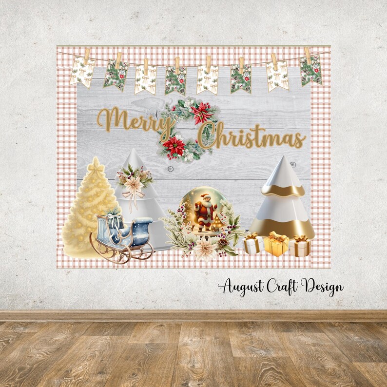 Merry Christmas Bulletin Board Kit | Holiday Classroom Decor (printable ...