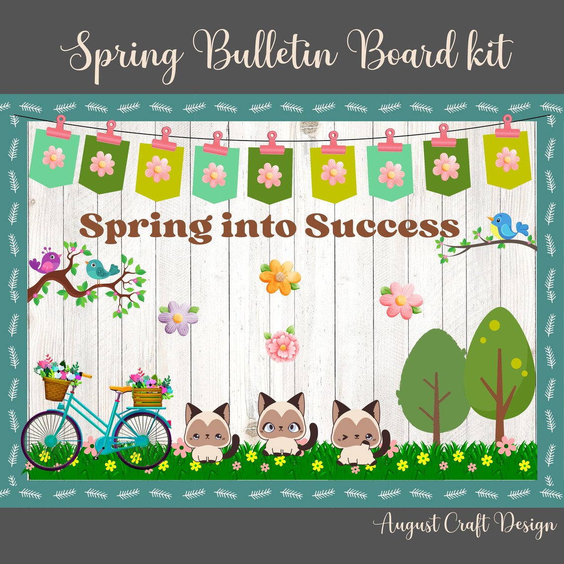 Spring Classroom Bulletin Board Kit: Bunnies, Flowers Decor (PDF ...