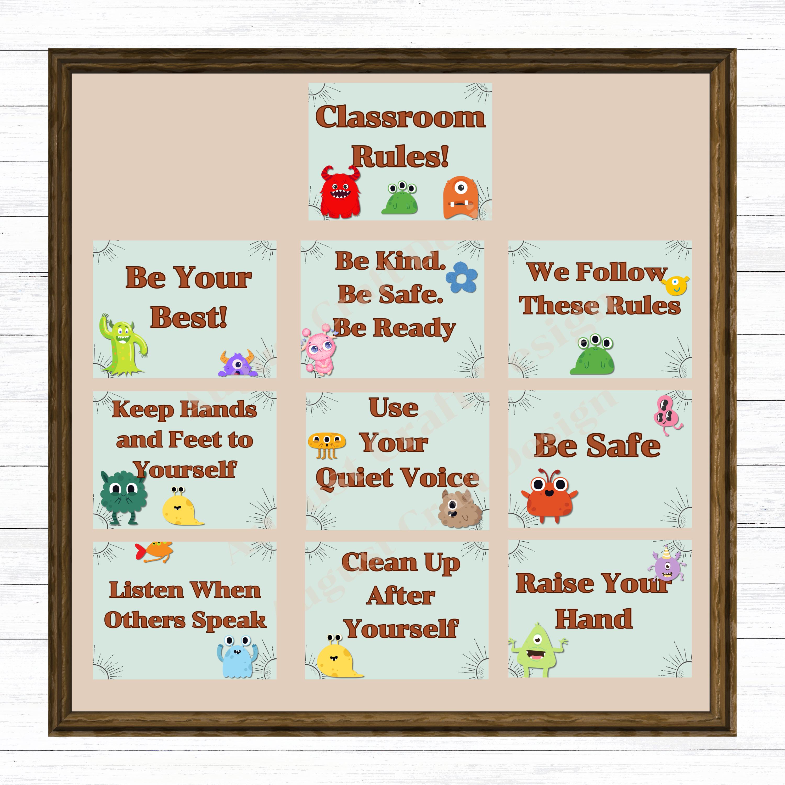 Monster Theme Classroom Rules Poster Set: Fun Back to School Decor ...