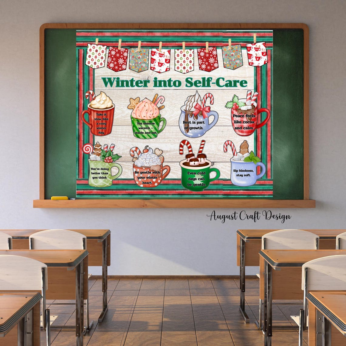 Winter Mental Health Bulletin Board | Cocoa Mugs, Self-care (PDF) - Etsy