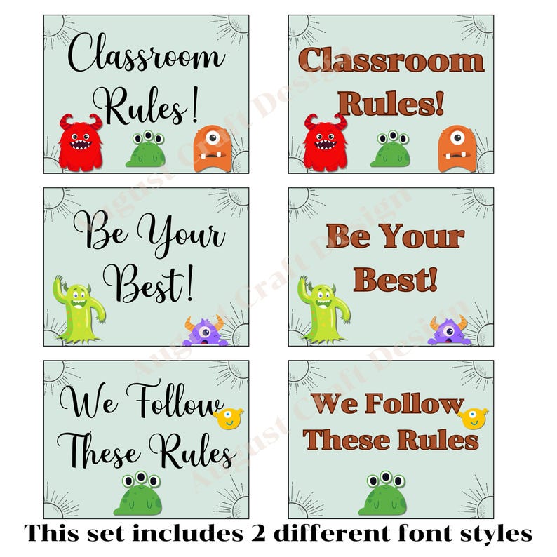 Monster Theme Classroom Rules Poster Set: Fun Back to School Decor ...