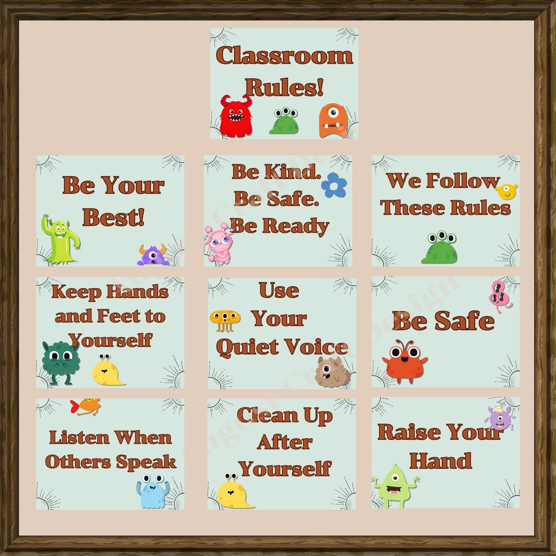 Monster Theme Classroom Rules Poster Set: Fun Back to School Decor ...