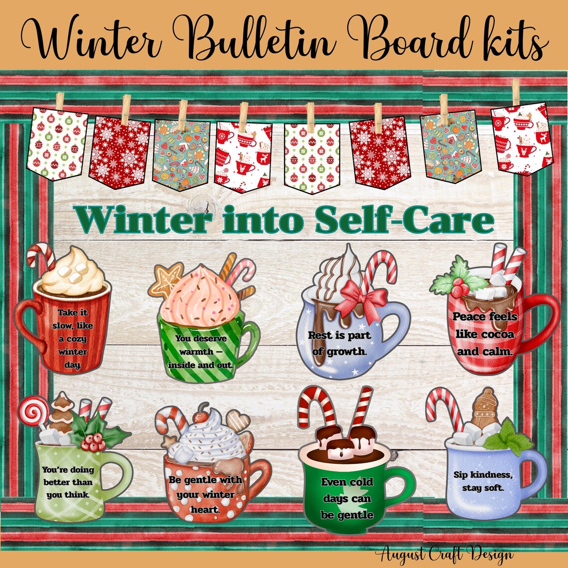 Winter Mental Health Bulletin Board | Cocoa Mugs, Self-care (PDF) - Etsy