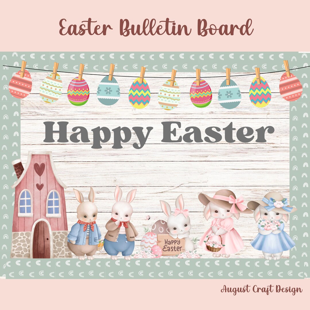 Hoppy Easter Bulletin Board Kit Classroom Decor L Spring Bunnies ...