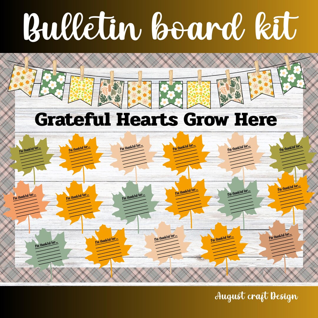 Grateful Hearts Bulletin Board Kit: Fall Classroom Decor (digital ...