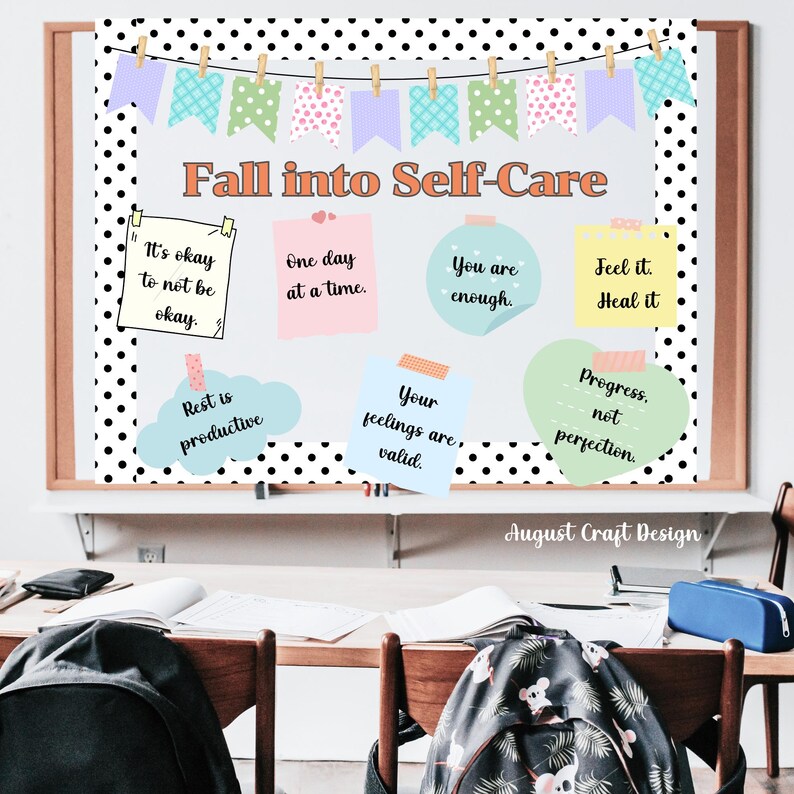 Fall Mental Health Bulletin Board Kit: Pastel Affirmation Wall Decor ...
