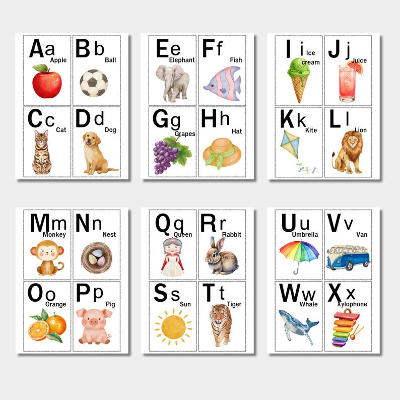 Alphabet Flashcards A–Z | Preschool Printable + Bonus Alphabet Poster ...