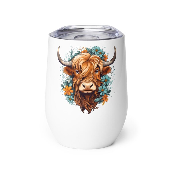 Highland Cow Wine Tumbler Etsy