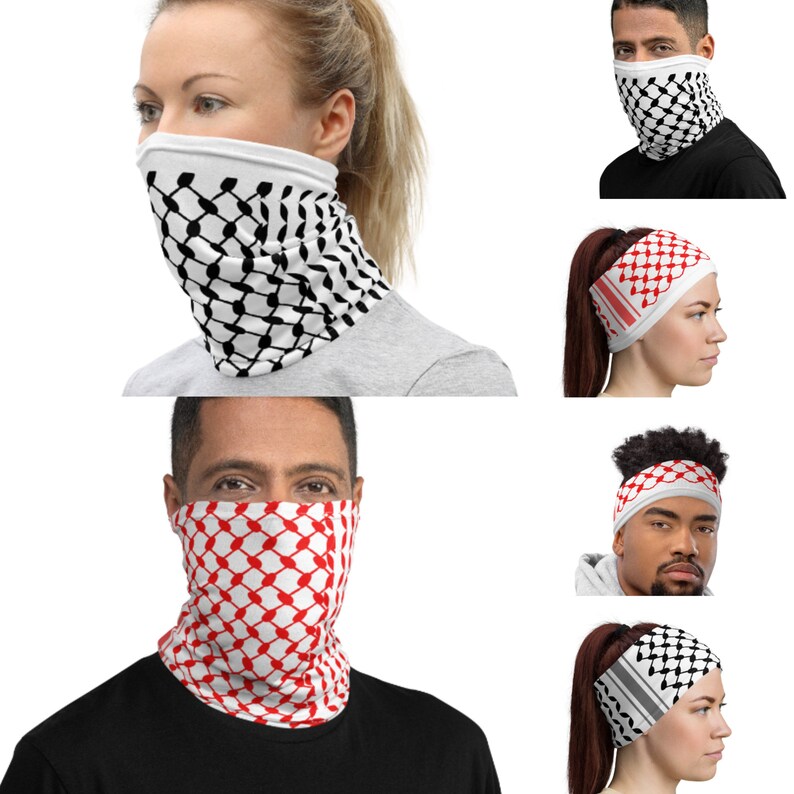 Free Palestine Kuffiyah Neck Gaiter Koffiya Arafat Palestine Gift Red ...