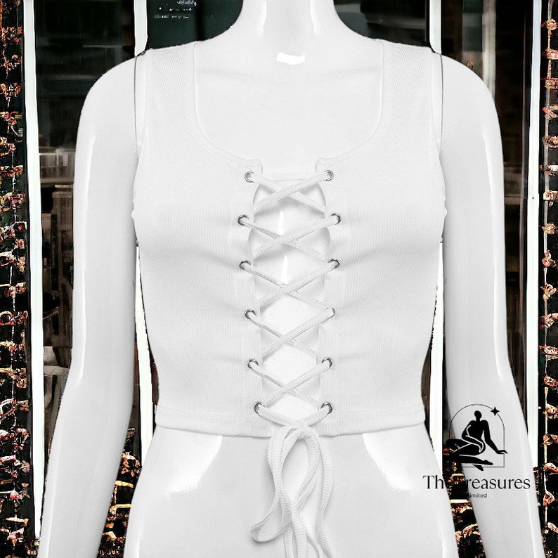 Cleavage Tank Top Adjustable Woman Top Lace up Tee Sexy - Etsy