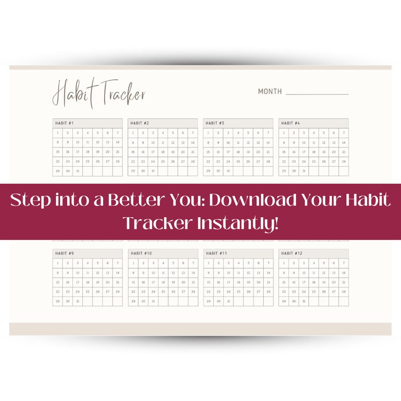 Printable Monthly Habit Tracker, Habit Tracking Template, Routine ...