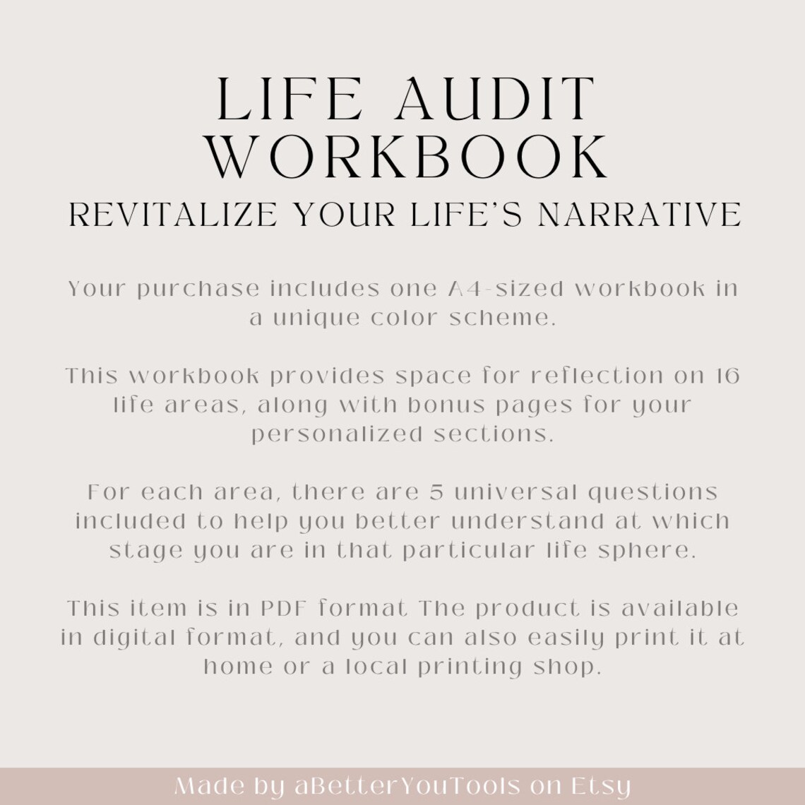 Life Audit Workbook Printable, 2024 Goal Setting Workbook, Self ...