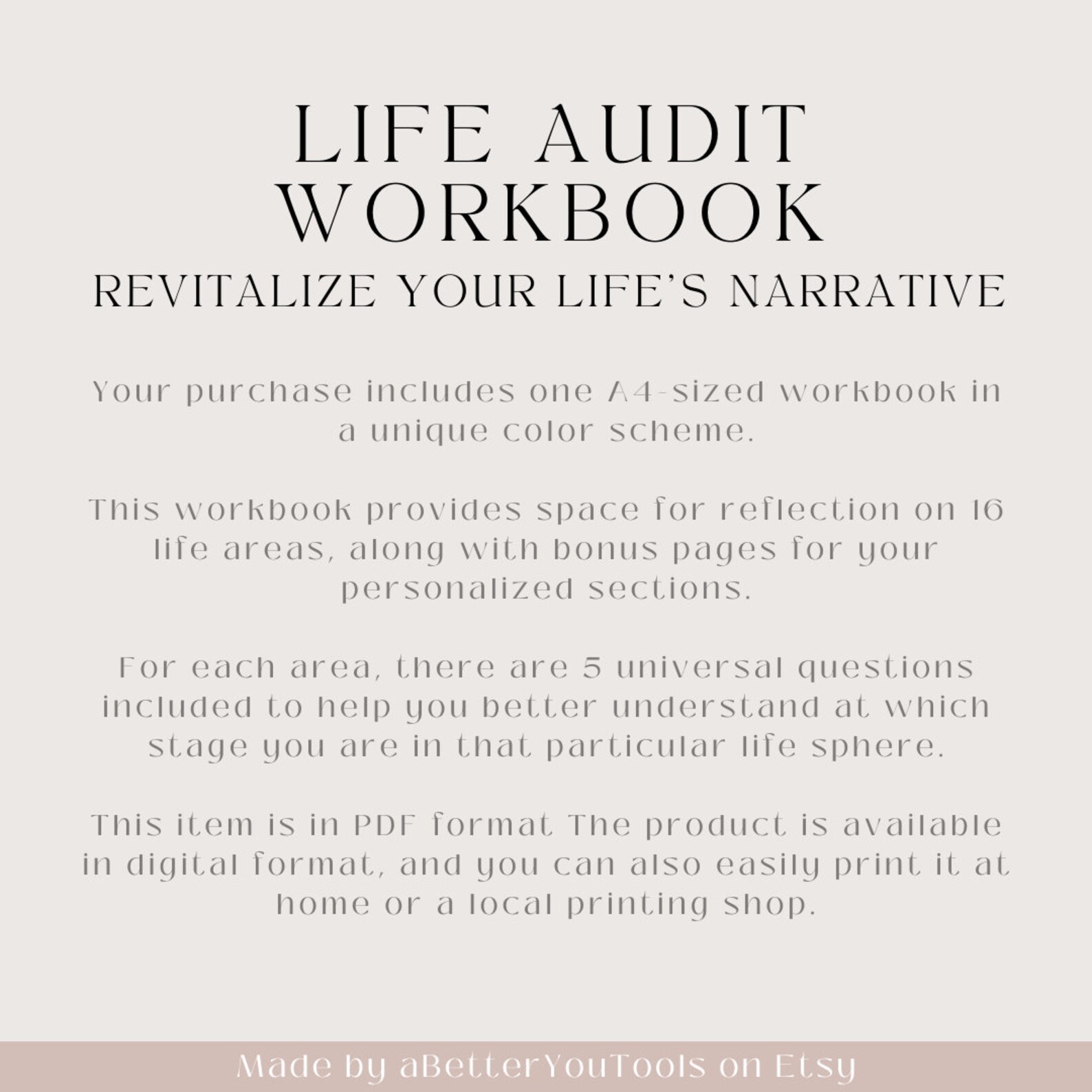 Life Audit Workbook Printable, 2024 Goal Setting Workbook, Self ...