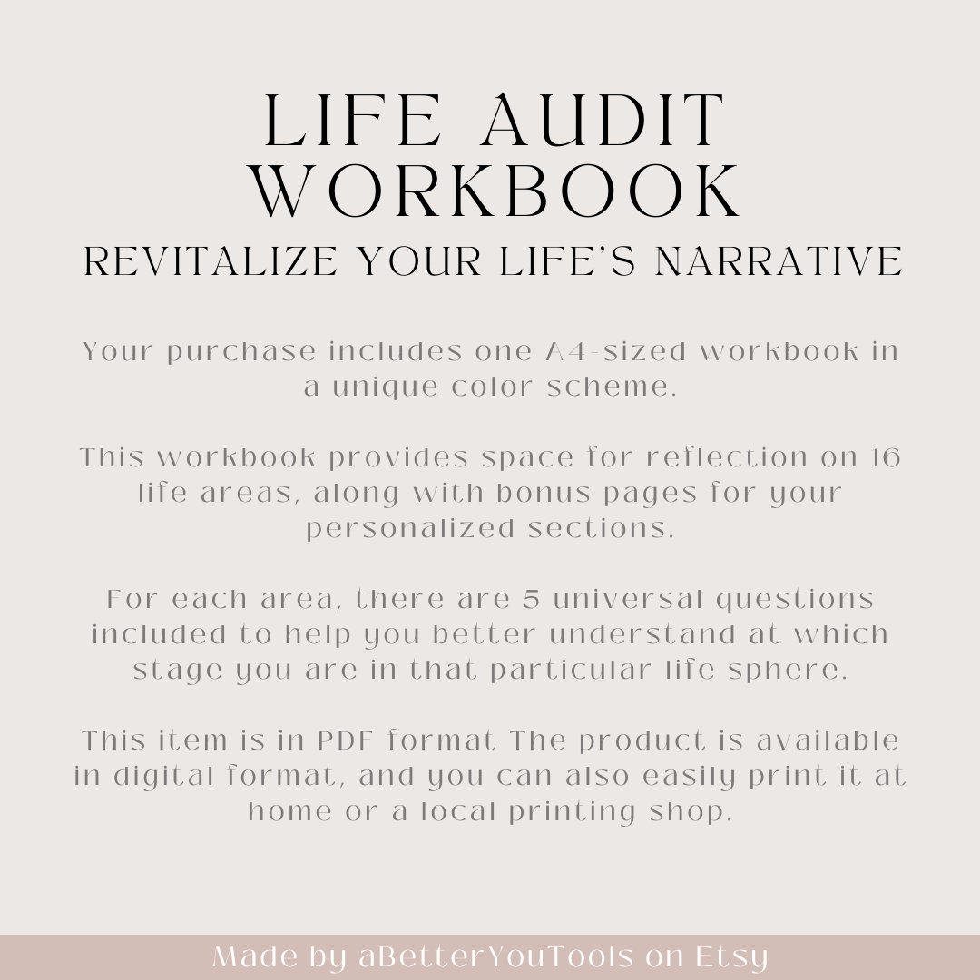 Life Audit Workbook Printable, 2024 Goal Setting Workbook, Self ...