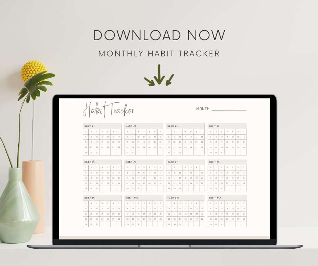 Printable Monthly Habit Tracker, Habit Tracking Template, Routine ...
