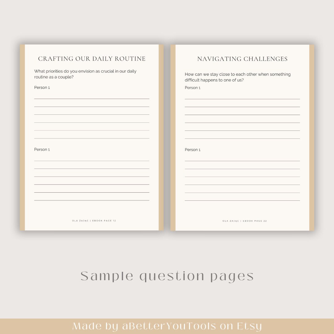 Relationship Workbook, Couple Therapy Workbook, Valentines Gift ...