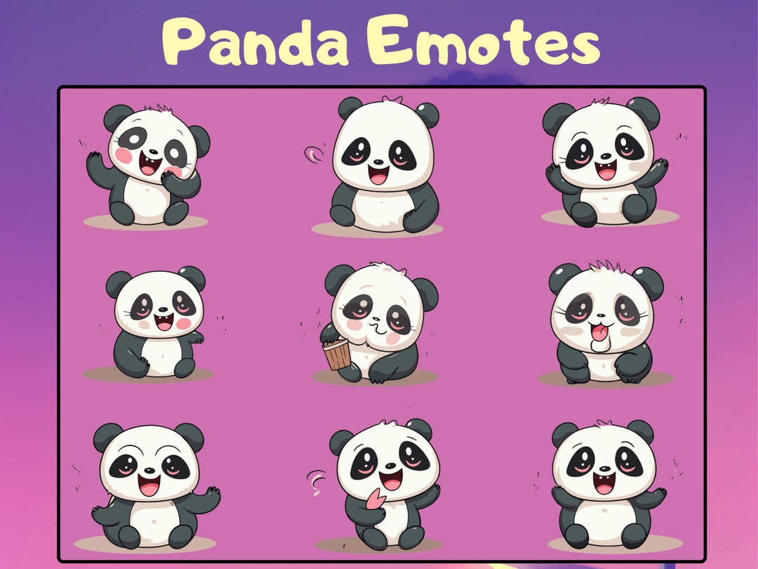 PANDA EMOTES Set of 9 Twitch Discord Youtube Streaming Cute Kawaii ...