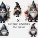 Black Gothic Christmas Gnome Bundle 8 PNG Clipart for Junk Journal Card ...