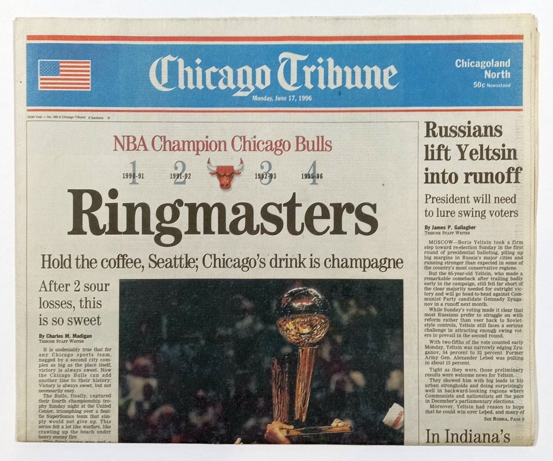 Chicago Bulls - 1996 NBA Title - the Chicago Tribune - "ringmasters ...