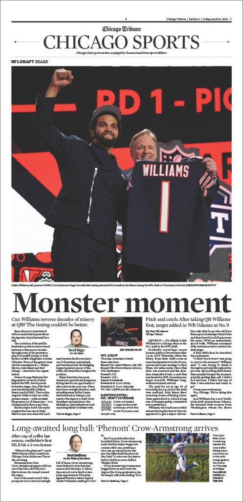Chicago Bears - Caleb Williams Drafted # 1 Overall - Chicago Tribune ...
