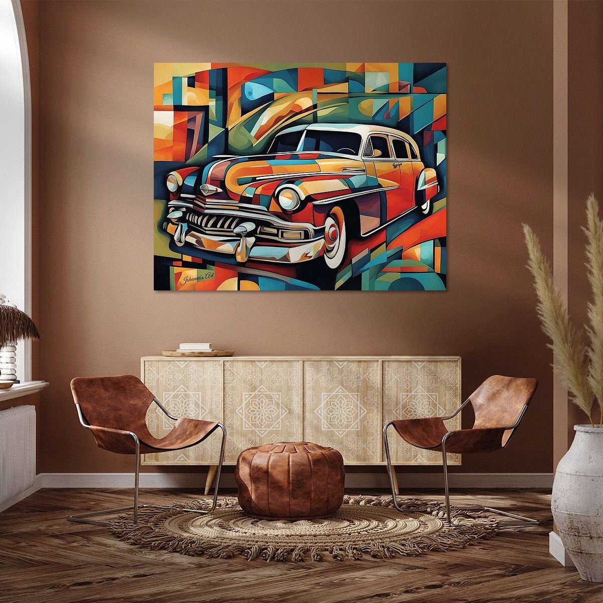 Abstract Art Illustration Old Cars 2 - Etsy