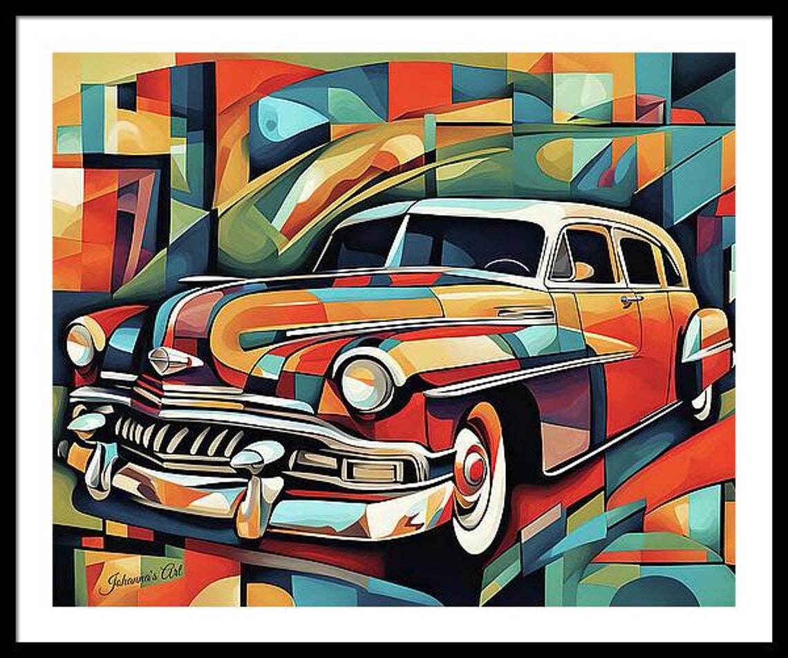 Abstract Art Illustration Old Cars 2 - Etsy