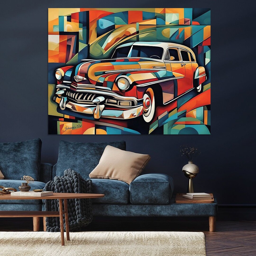 Abstract Art Illustration Old Cars 2 - Etsy