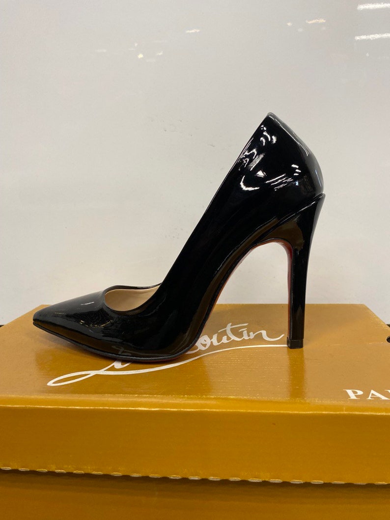 Chic Red Bottom Black Pumps Classic Stiletto Design - Etsy UK