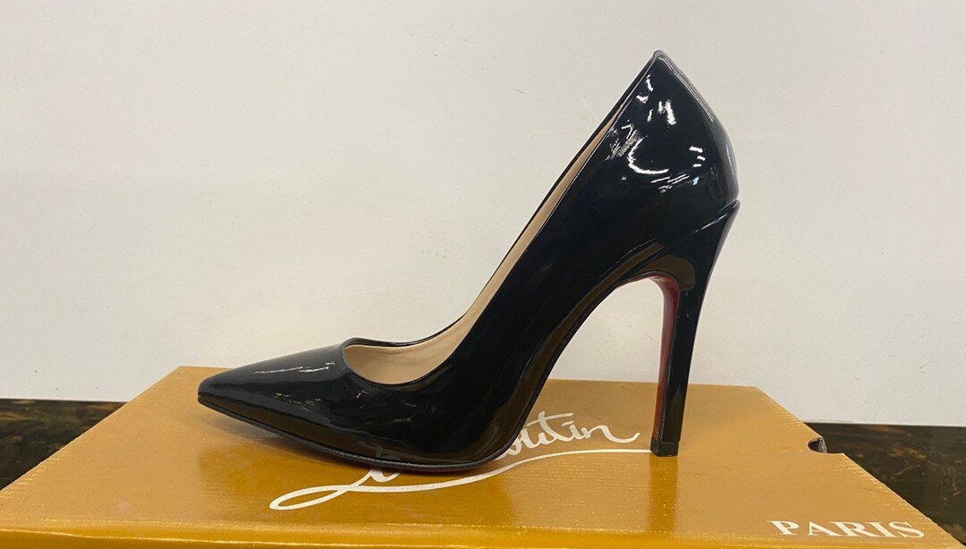 Chic Red Bottom Black Pumps Classic Stiletto Design - Etsy UK