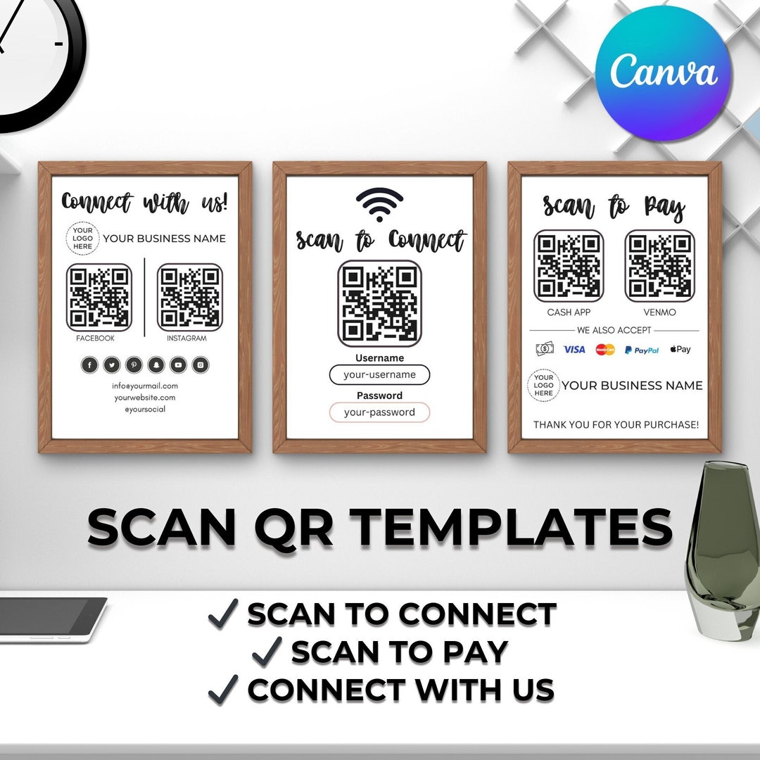 Editable Scan to Pay Sign Connect With Us Editable QR Code - Etsy
